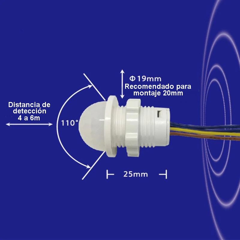 Interruptor Sensor de Movimiento PIR, Para 220VAC, 20mm - Tienda8